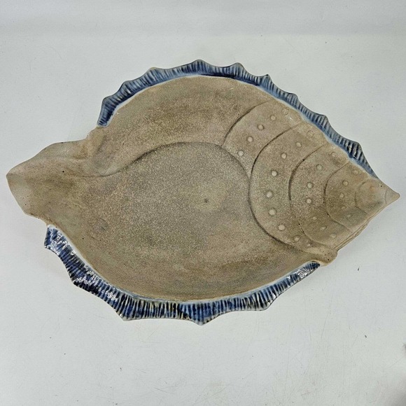 Artisan | Accents | Vintage Hand Made Art Pottery Dish Plate Fossil Sea ...